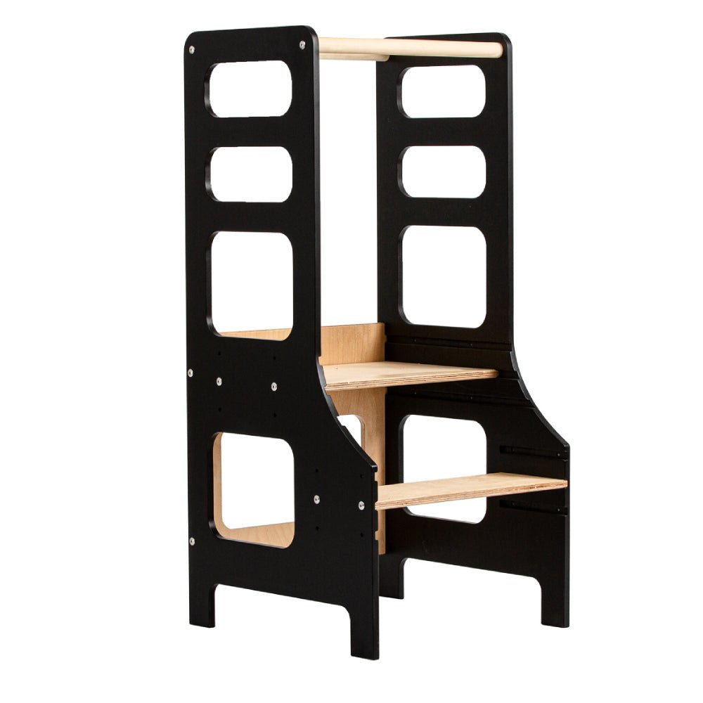 Adjustable height kitchen tower – Duck Woodworks